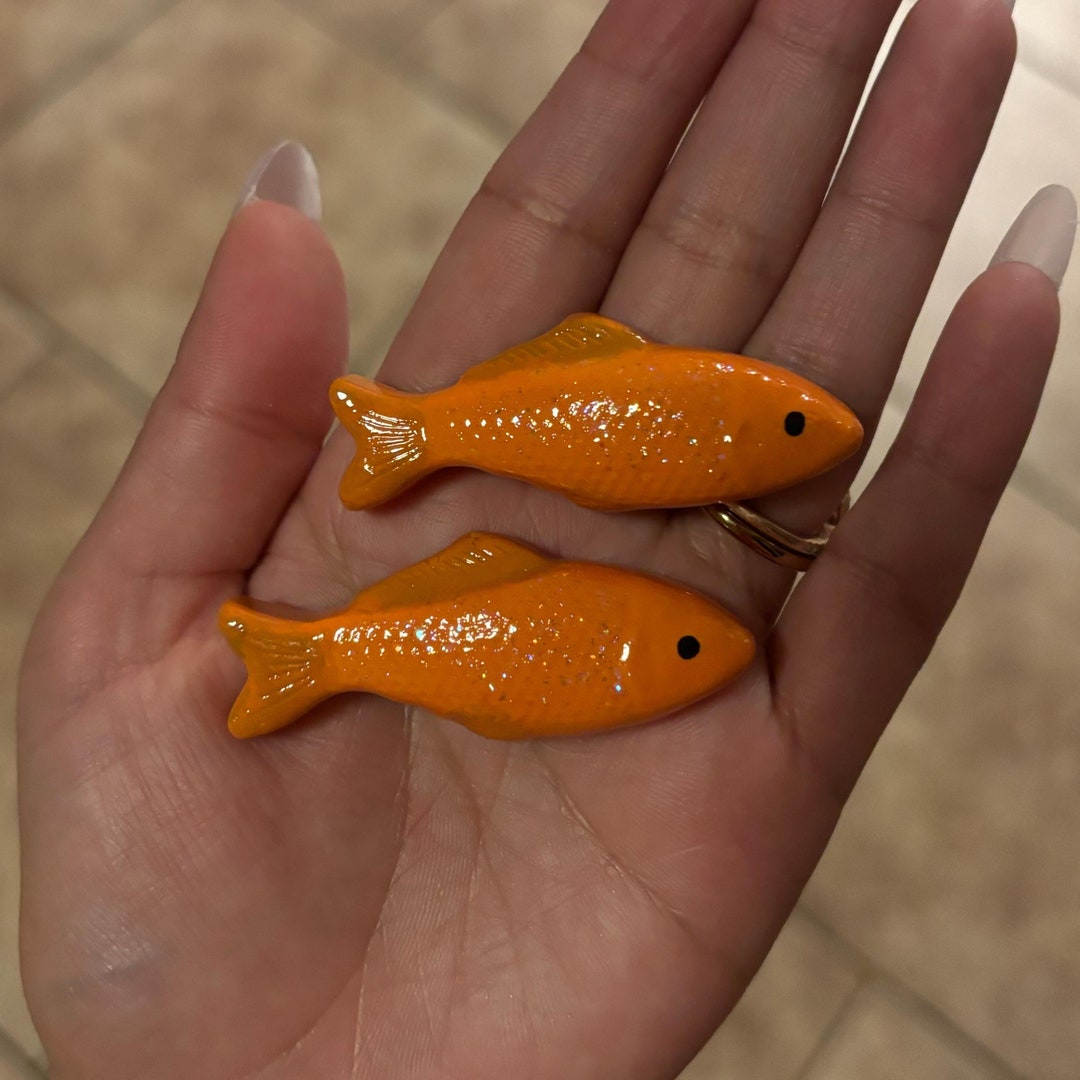 Orange Gold Fish Magnet Set 2 Fish Magnets Fridge Magnets Clay Magnets ...