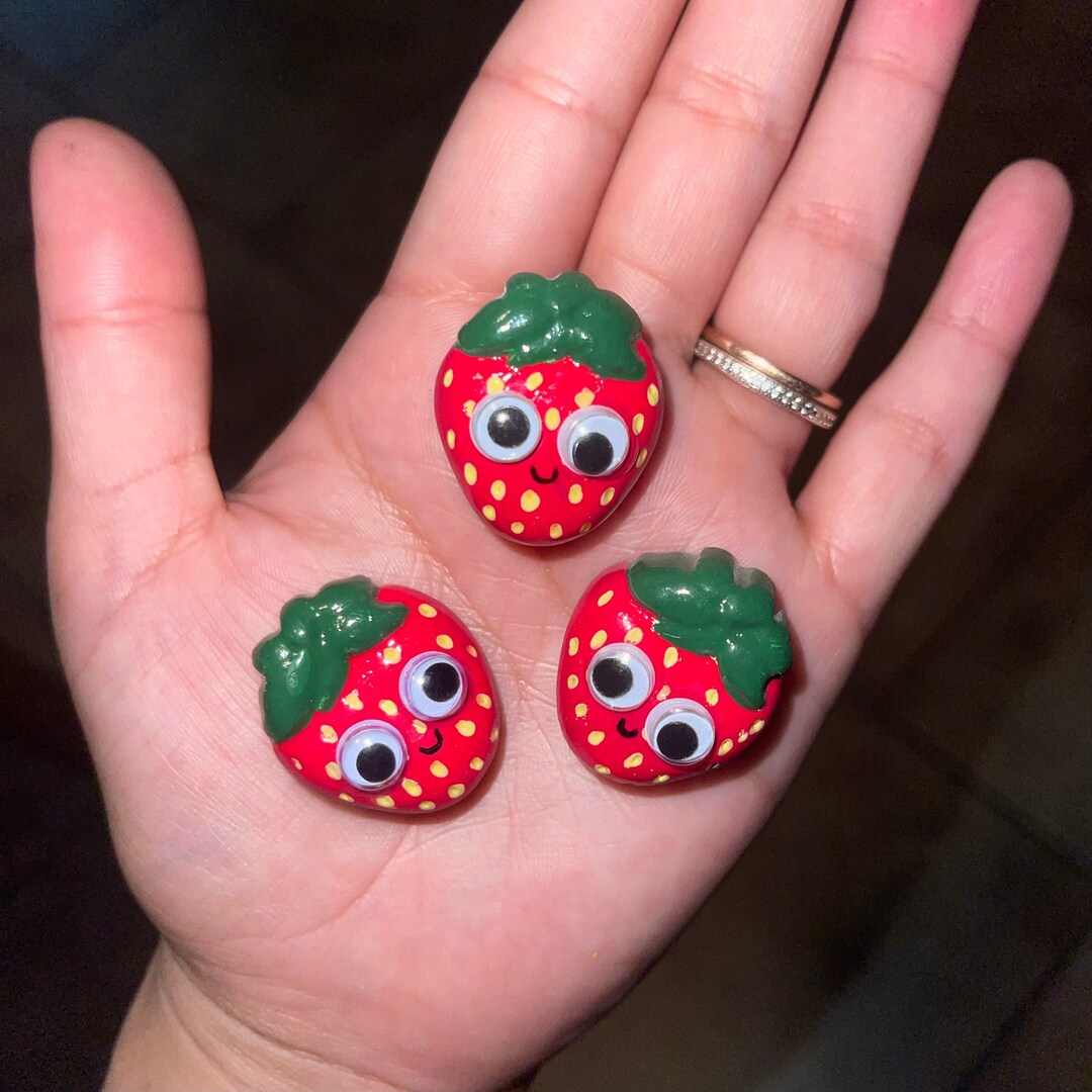 LIMITED EDITION Strawberry Googly Eye Magnet Set Food Magnets Fridge ...