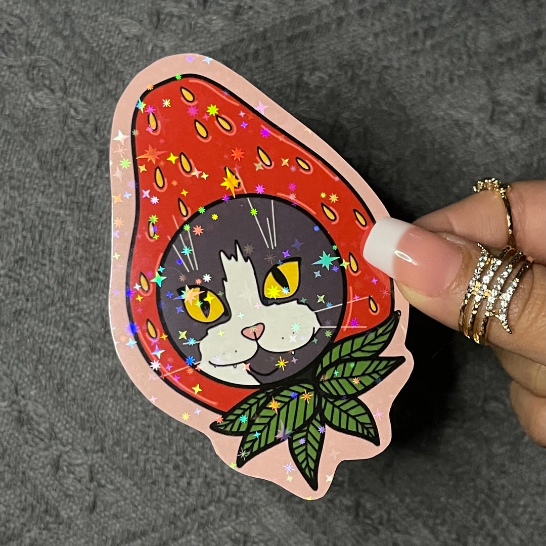 Gary the Strawberry Cat Animal Sticker | Laptop Sticker | Journal ...