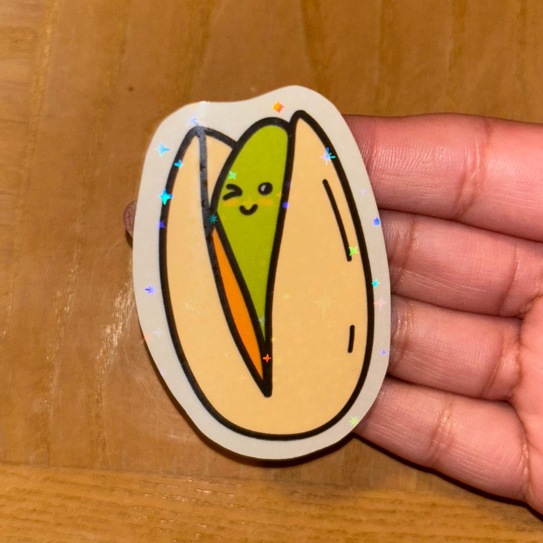 Smiley Pistachio in Shell Sticker Laptop Sticker Journal Sticker ...
