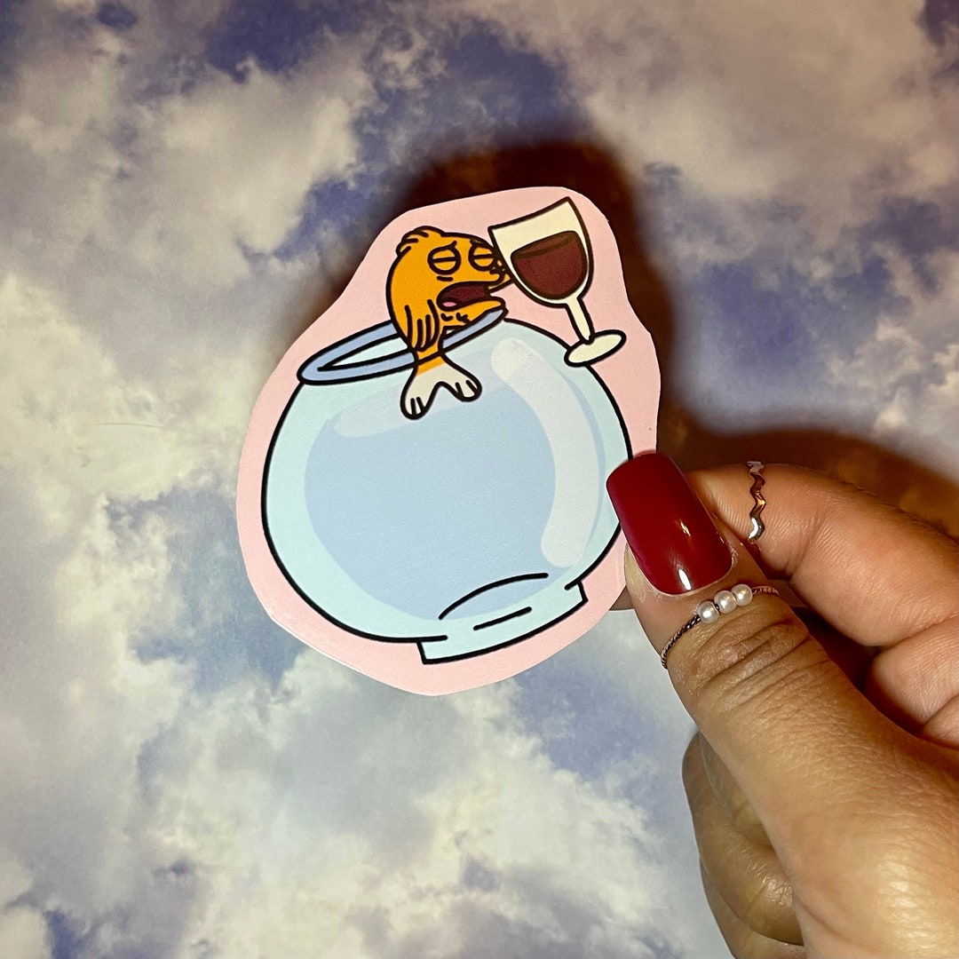 Klaus the Fish and His Wine Laptop Sticker Journal Sticker - Etsy