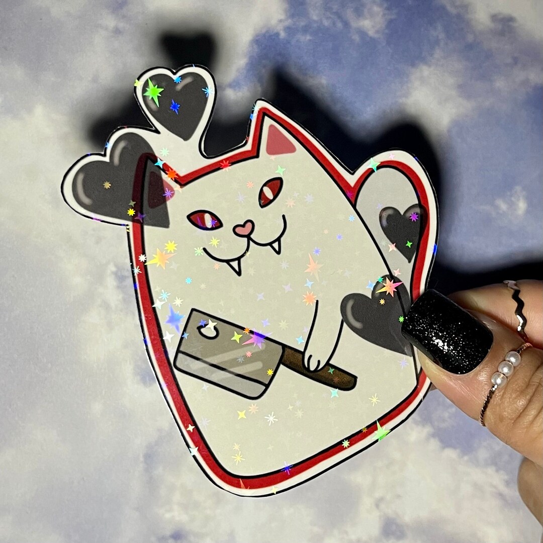 Hatchet Kitty Sticker Evil Kitty Laptop Sticker Journal - Etsy