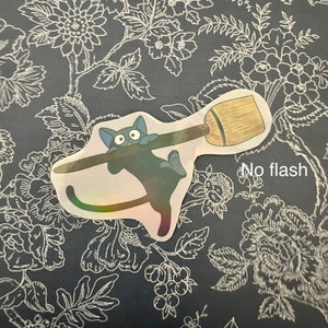 Holo Jiji on Broom Sticker Laptop Sticker Cat Sticker Journal Sticker ...