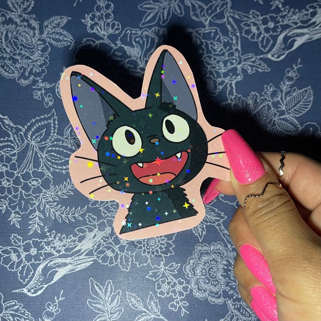 Holo Stars Happy Black Cat | Laptop Sticker | Journal Sticker | Cat ...