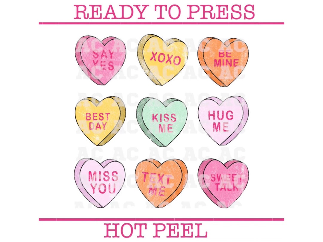 Candy Conversation Hearts Dtf Transfers Valentines Dtf Etsy