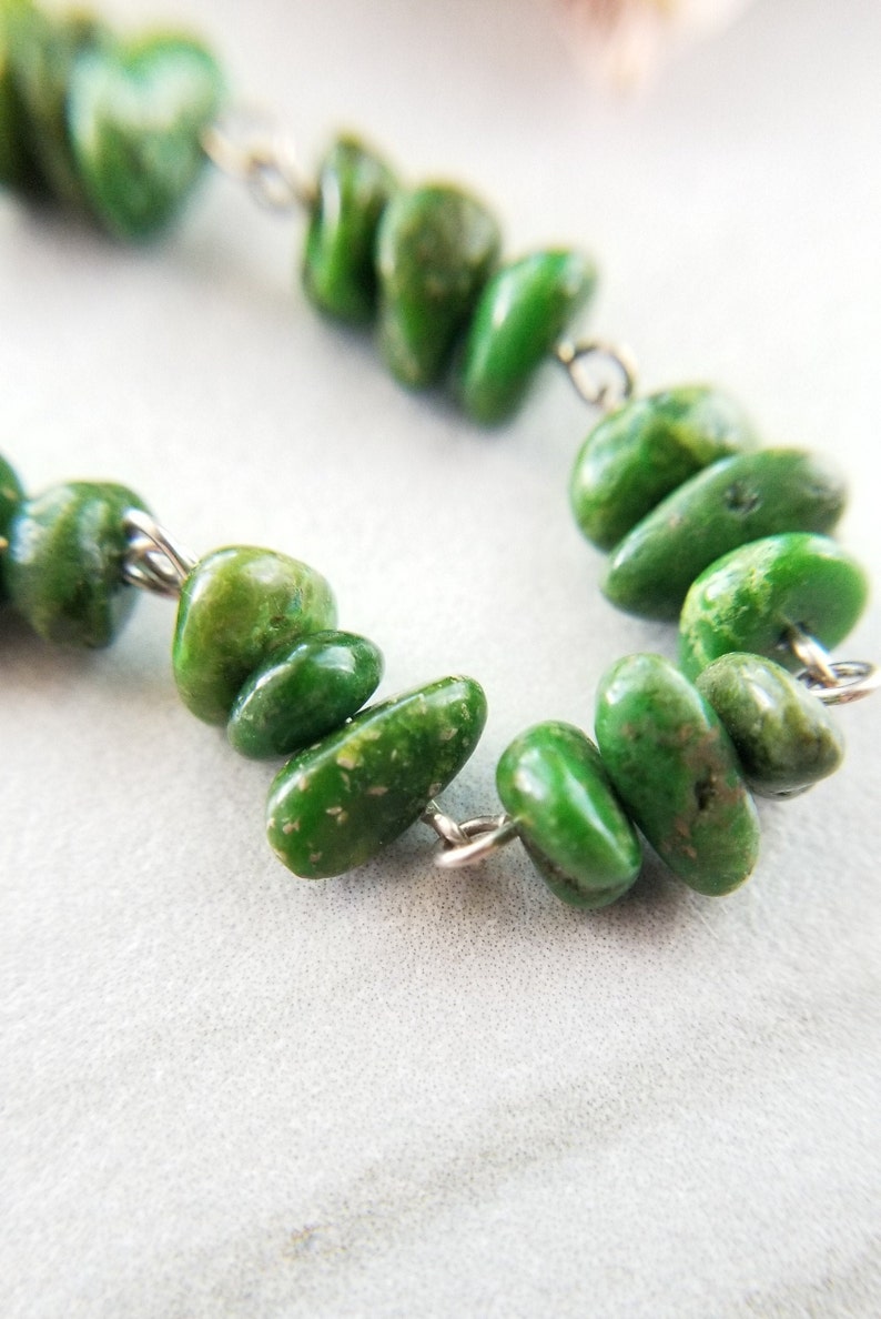 Green Magnesite Gemstone Sterling Silver Bracelet Stone Chip - Etsy