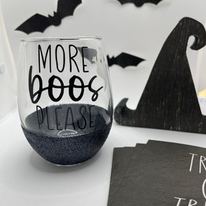 More Boos Please | Halloween Wine Glass | Glitter Wine Glass | Boo ...