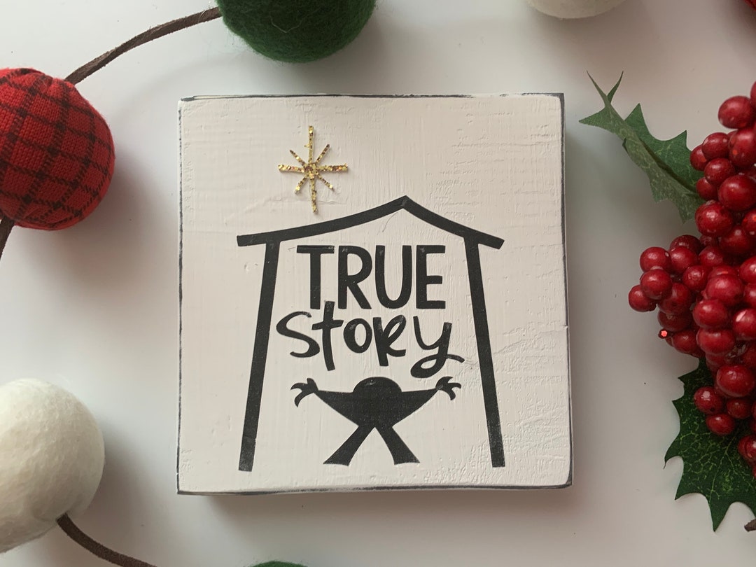 Nativity Wood Sign | Jesus Wine Sign | True Story Sign | Tiered Tray ...