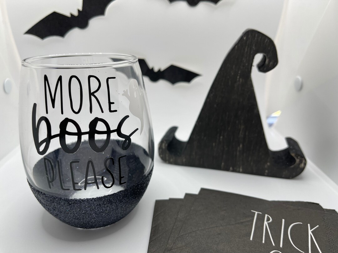 More Boos Please | Halloween Wine Glass | Glitter Wine Glass | Boo ...