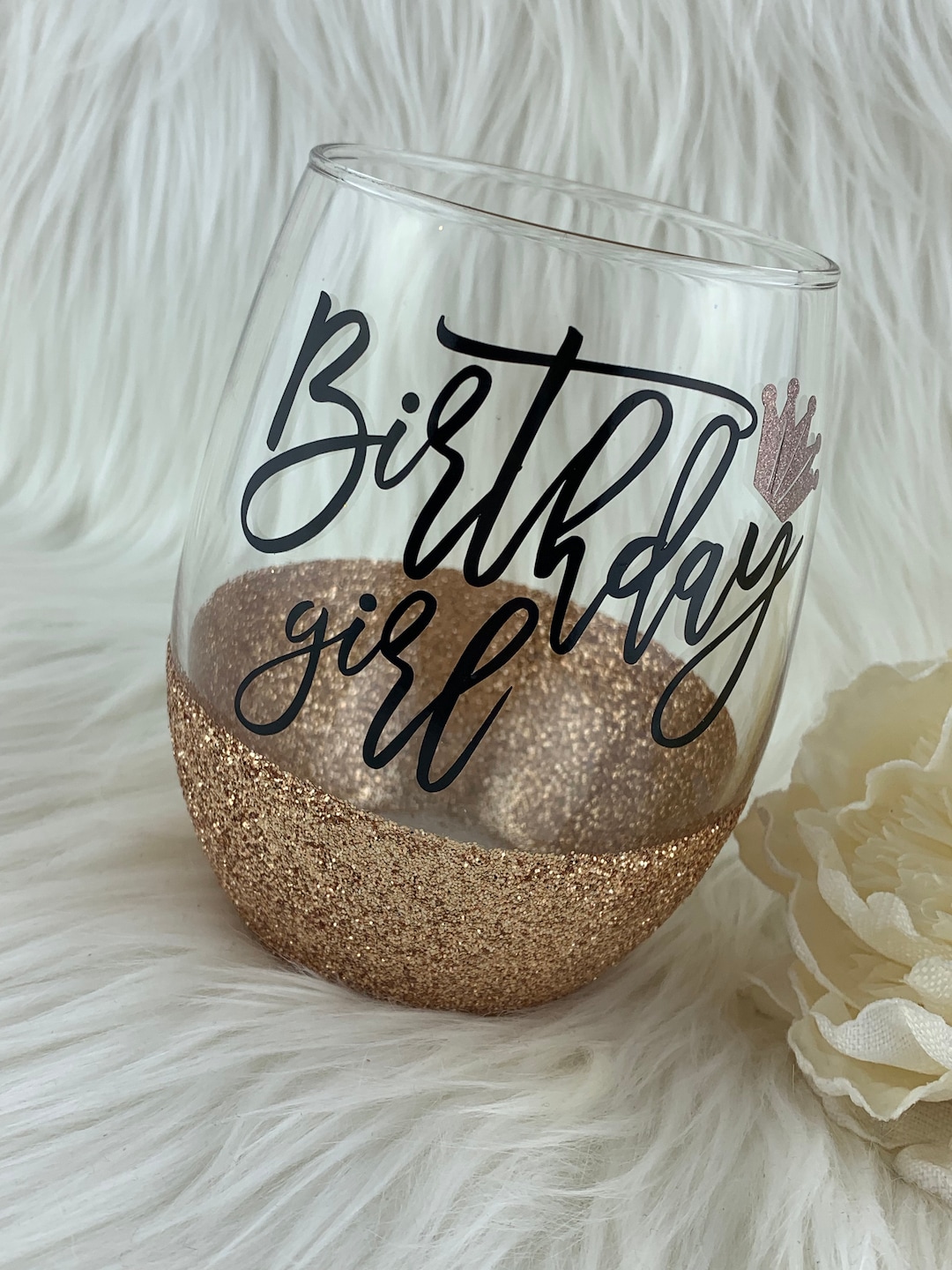 Birthday Girl, Glitter Wine Glass, Birthday Wine Glass, Personalized ...
