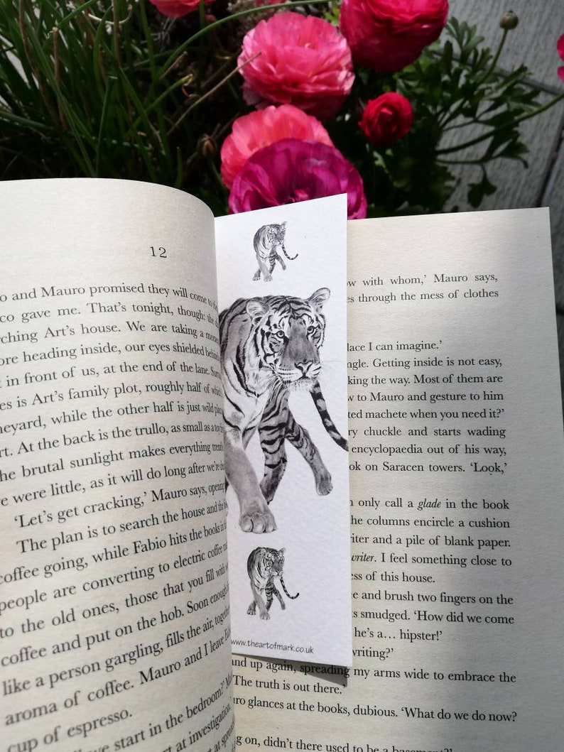 Tiger Bookmark Animal Bookmarks Pencil Drawing - Etsy
