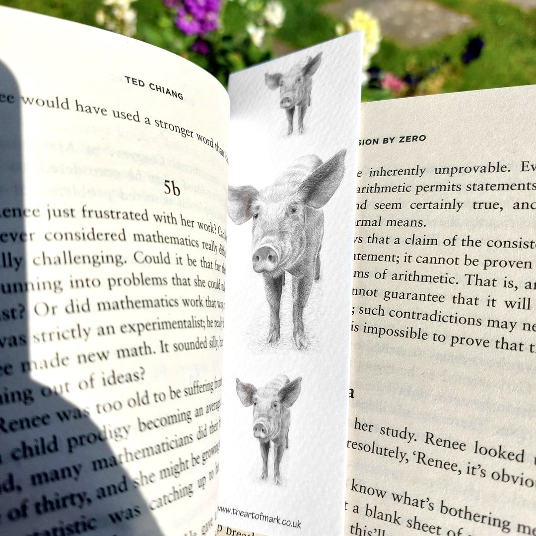 Pig Bookmark - British Farmyard Animal Bookmarks - Pencil Drawing ...