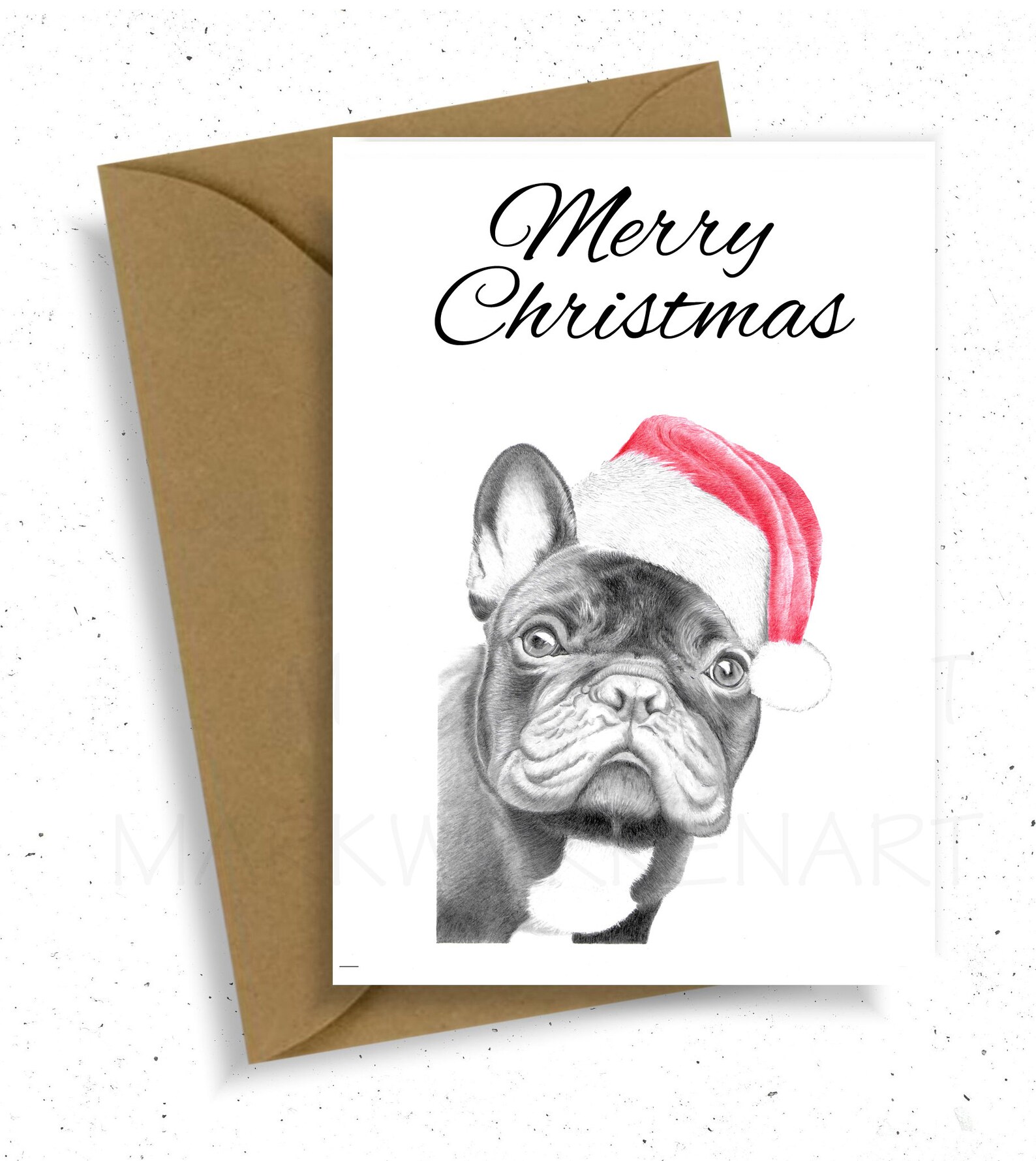 Cute French Bulldog Christmas Card Pencil Drawing Art - Etsy