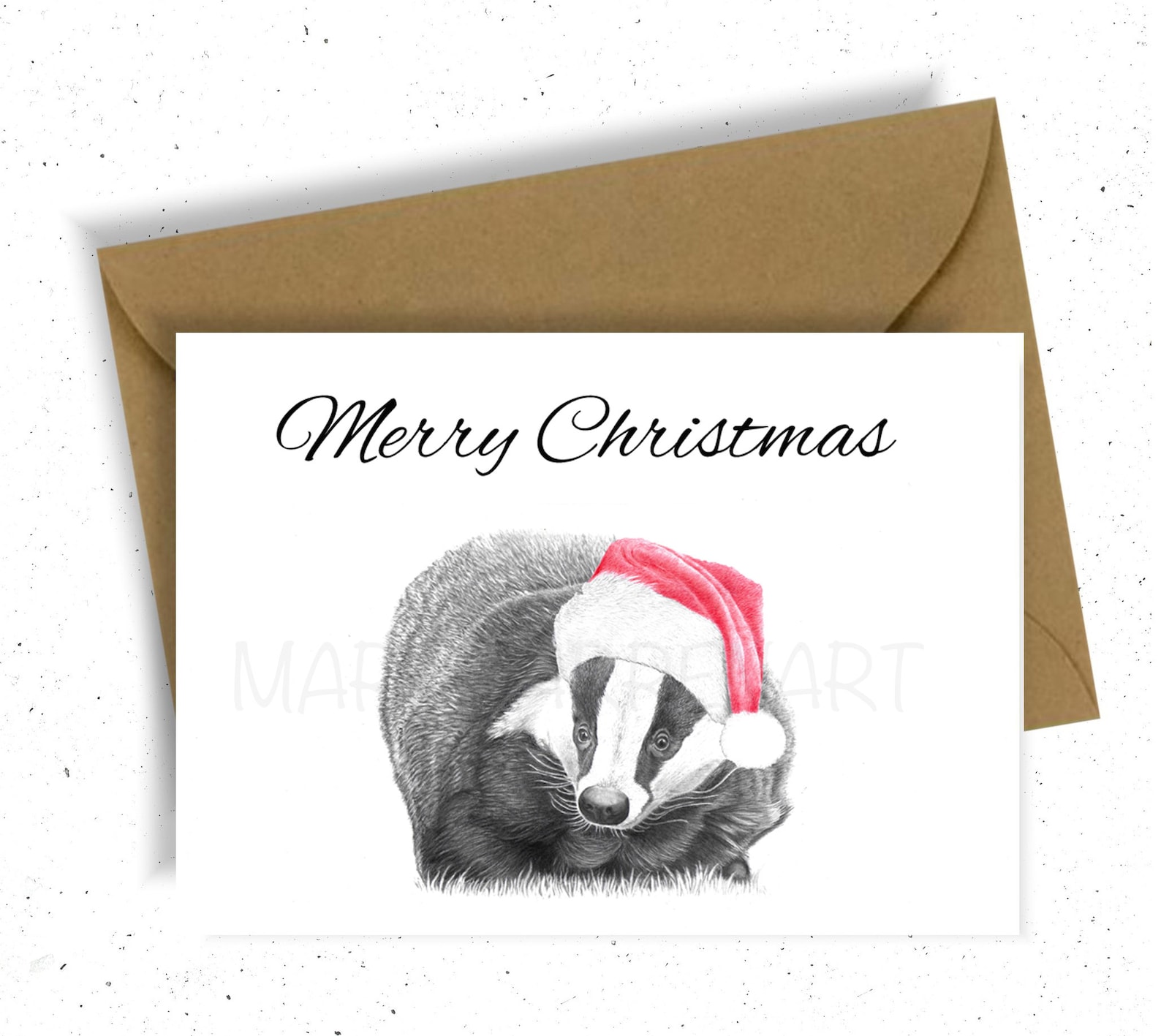 Cute Badger Christmas Card Pencil Drawing Art Greeting - Etsy UK