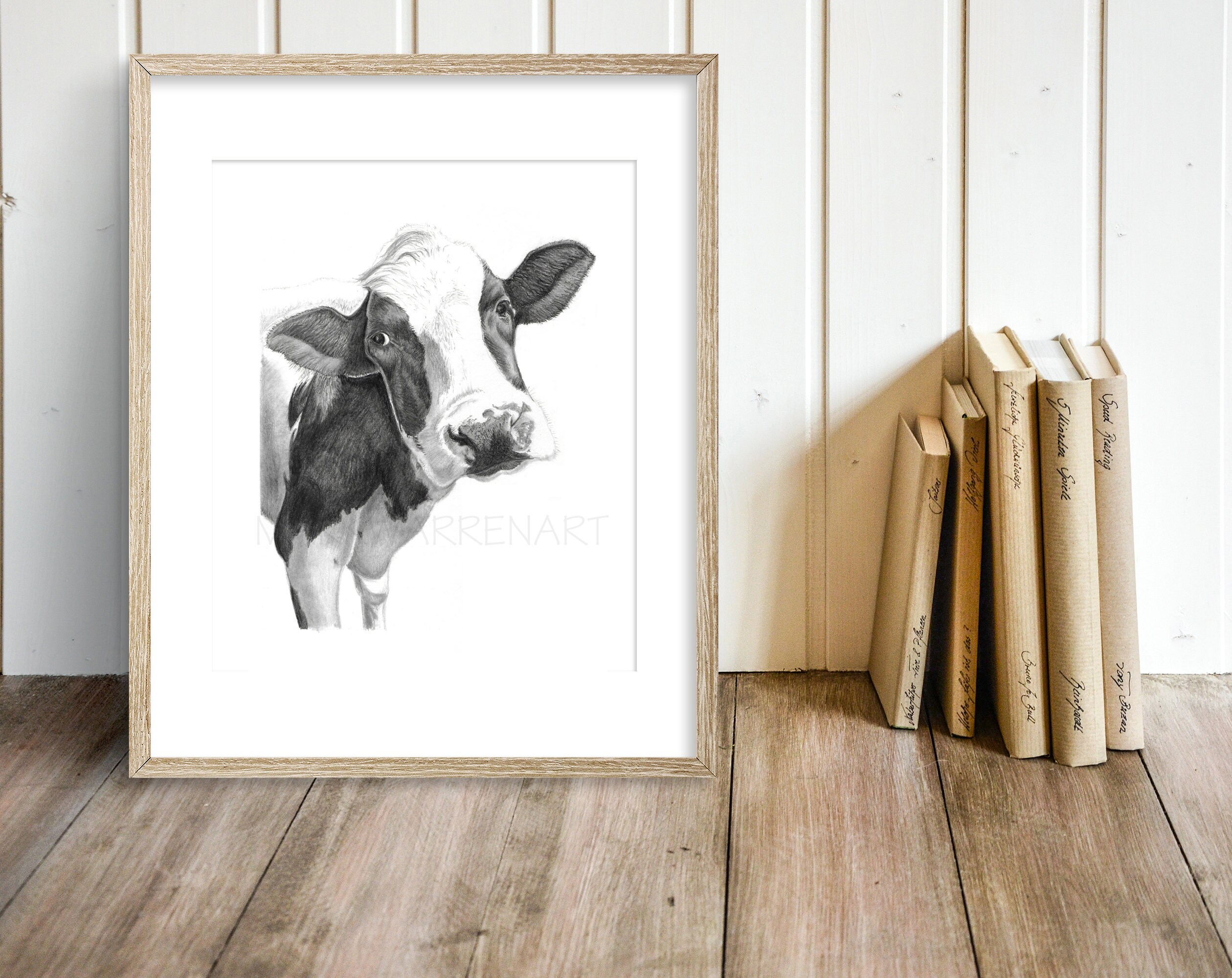 Cow Art Print Hand Drawn Animal Pencil Drawing A4 / A5 - Etsy