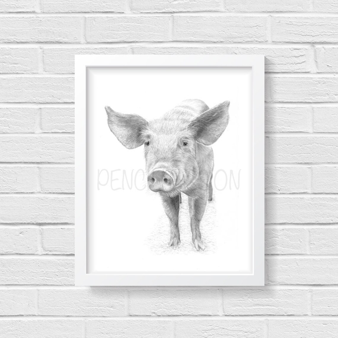Pig Art Print Hand Drawn Animal Pencil Drawing A4 / A5 - Etsy
