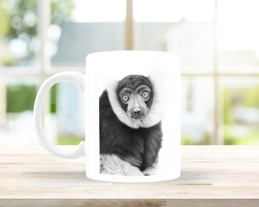 Lemur Mug 10oz Ceramic Pencil Drawing Art Design, Lemurs Illustration ...