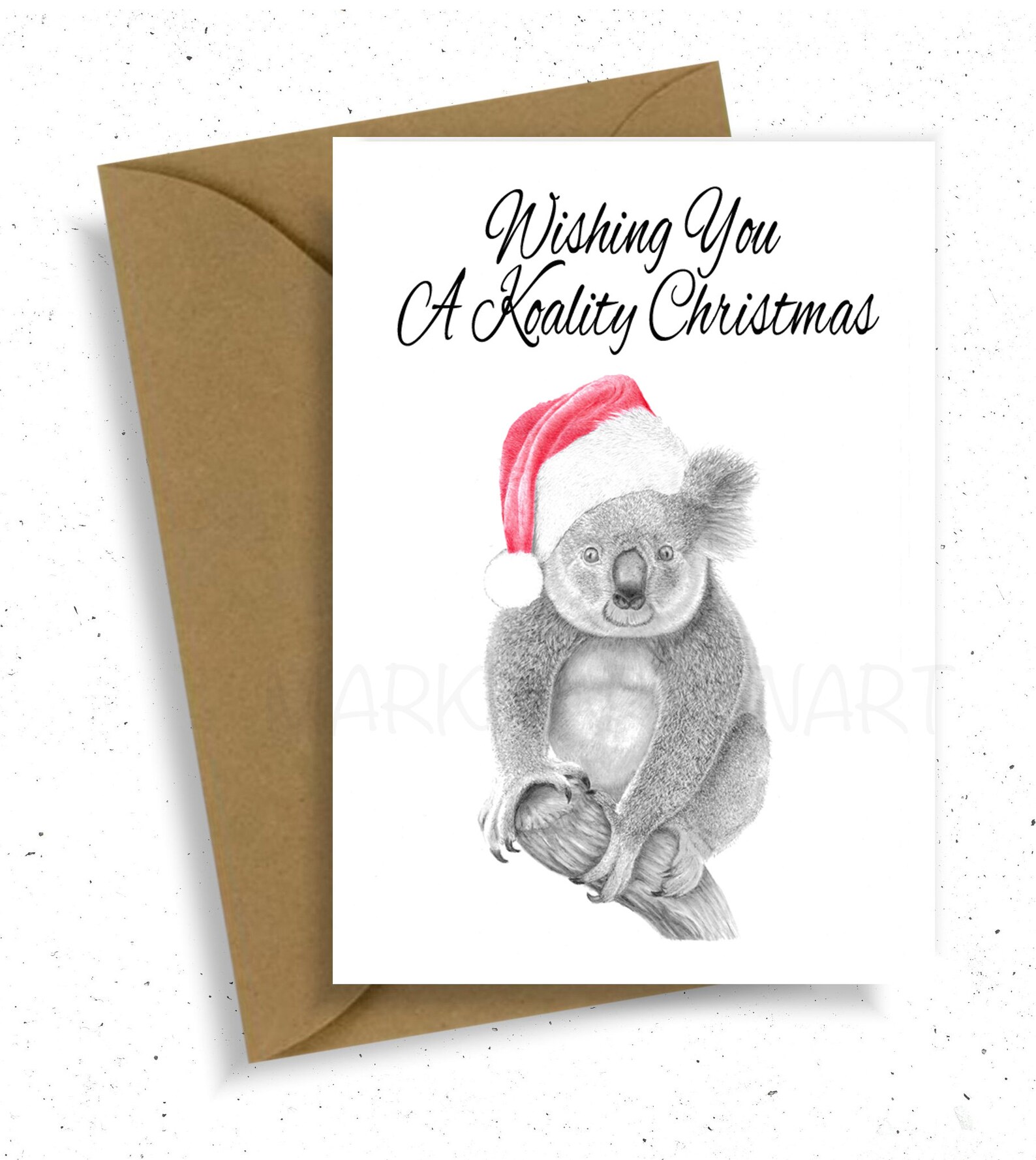 Cute Koala Christmas Card Pencil Drawing Art Greeting - Etsy UK