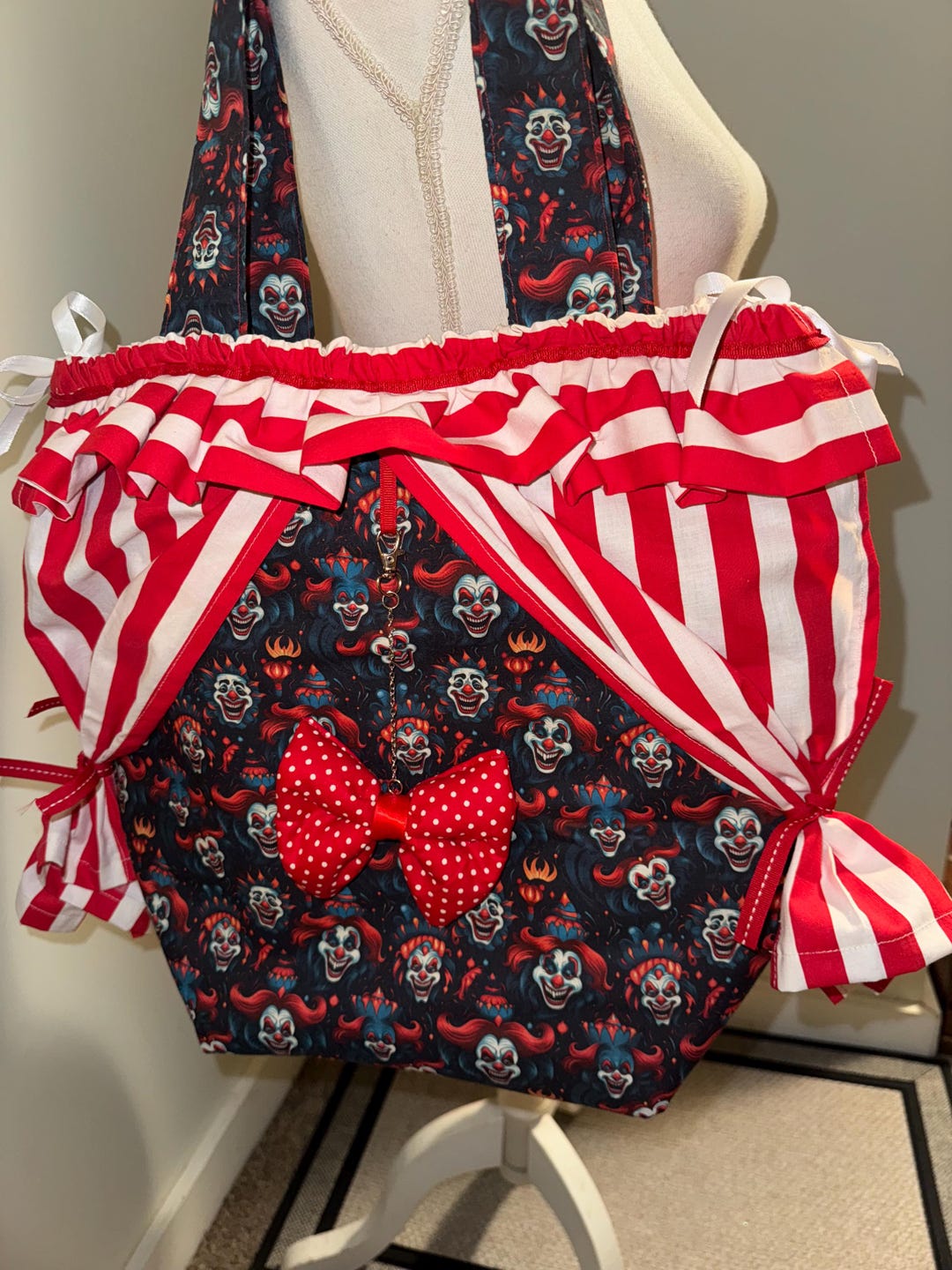 Clown Tote Bag: Handmade Clown Purse With Circus Tent, Creepy, Sinister ...