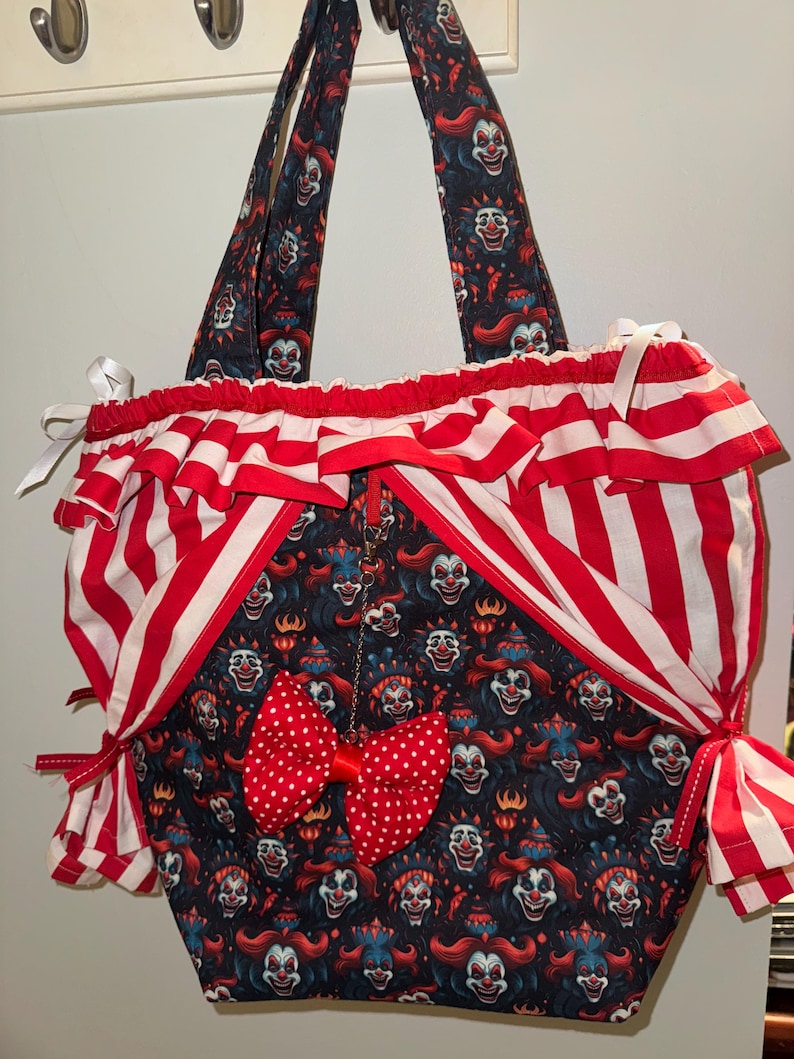 Creepy Clown Tote Bag: Handmade Clown Purse With Circus Tent, Creepy ...