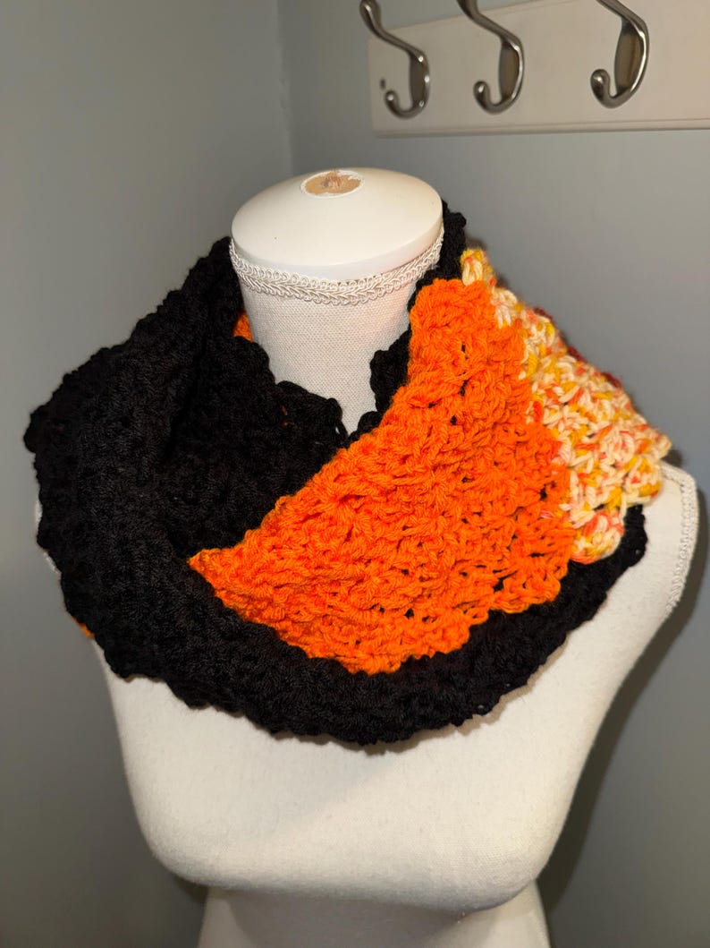 Extra Long Multi-color Crochet Scarf: Orange and Black - Etsy