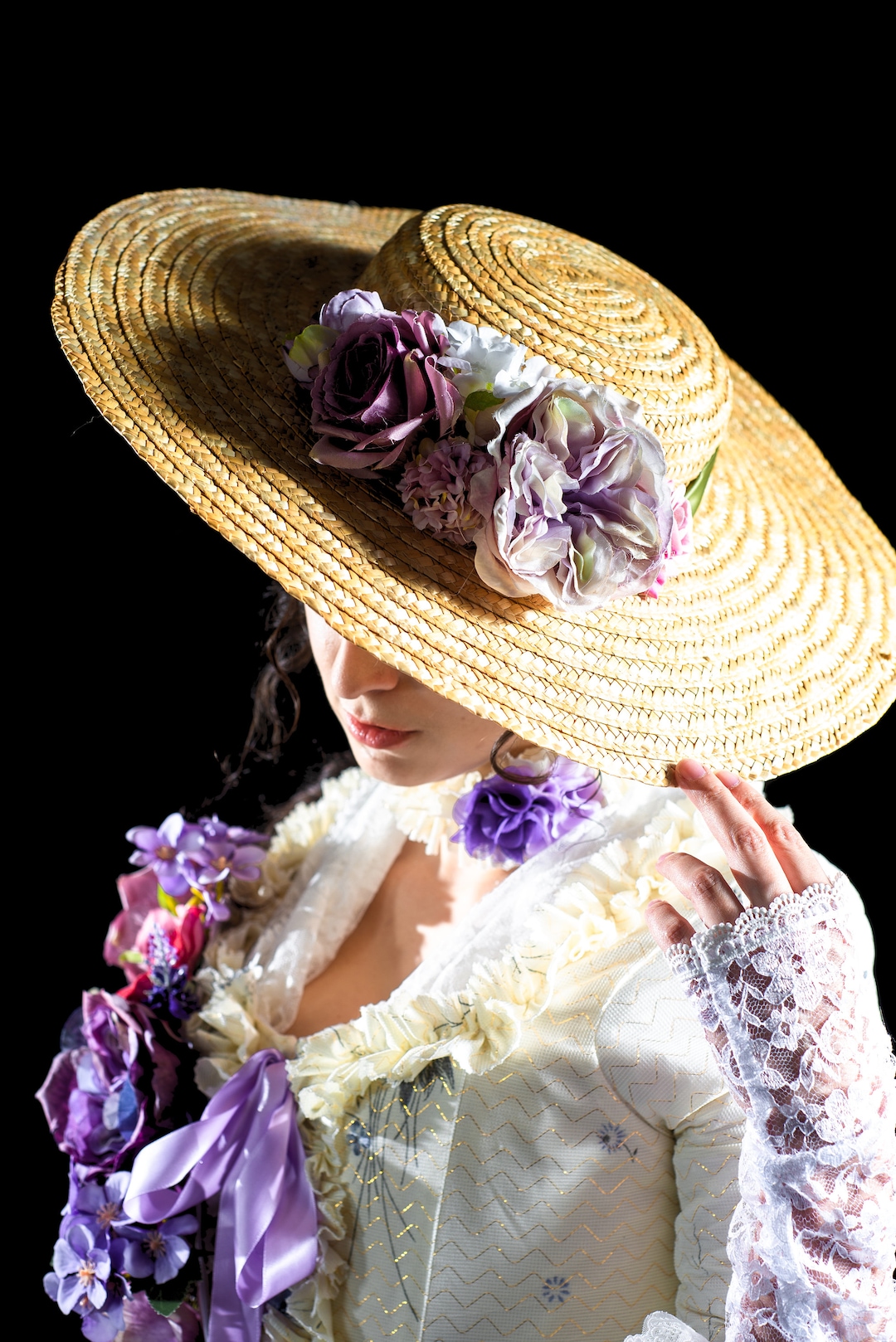 Flower Straw Hat Georgian Hat 18th Century Hat Marie Antoinette ...