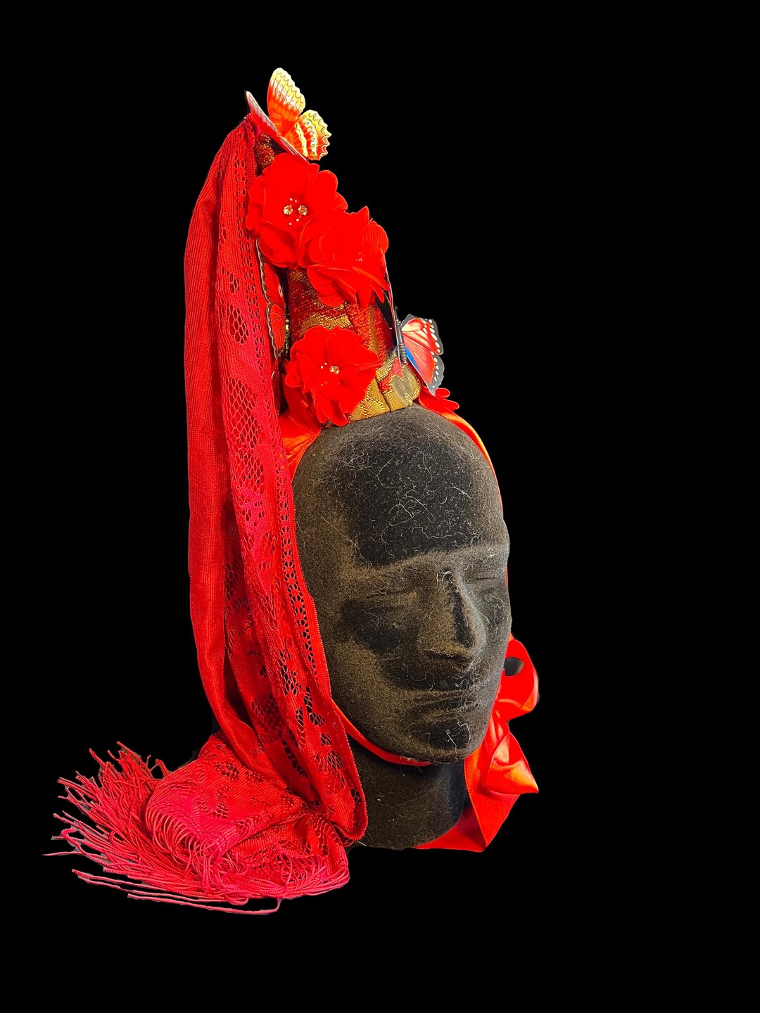 Princess Crown Hennin Princess Cone Hat Red Cone Crown Flower Princess ...