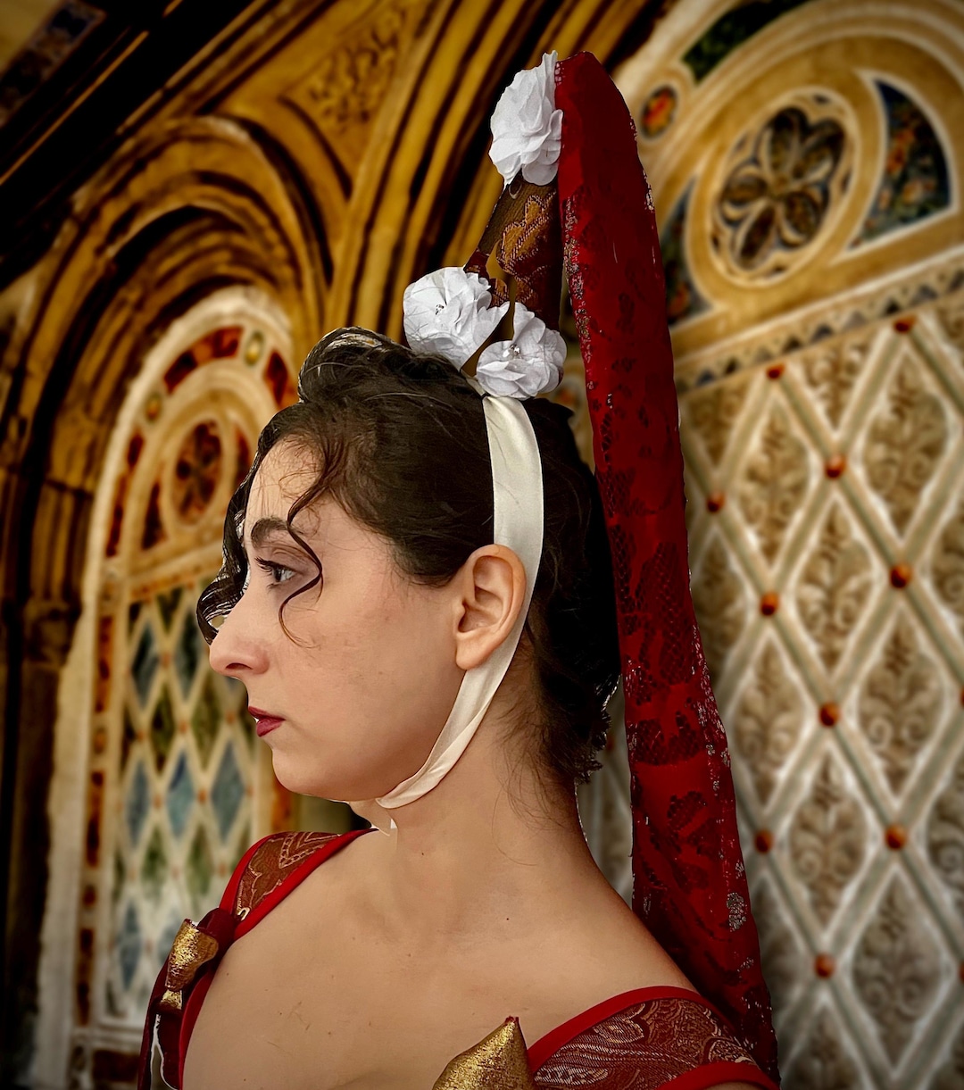 Princess Crown; Hennin; Princess Cone Hat; Red Cone Crown; Flower ...