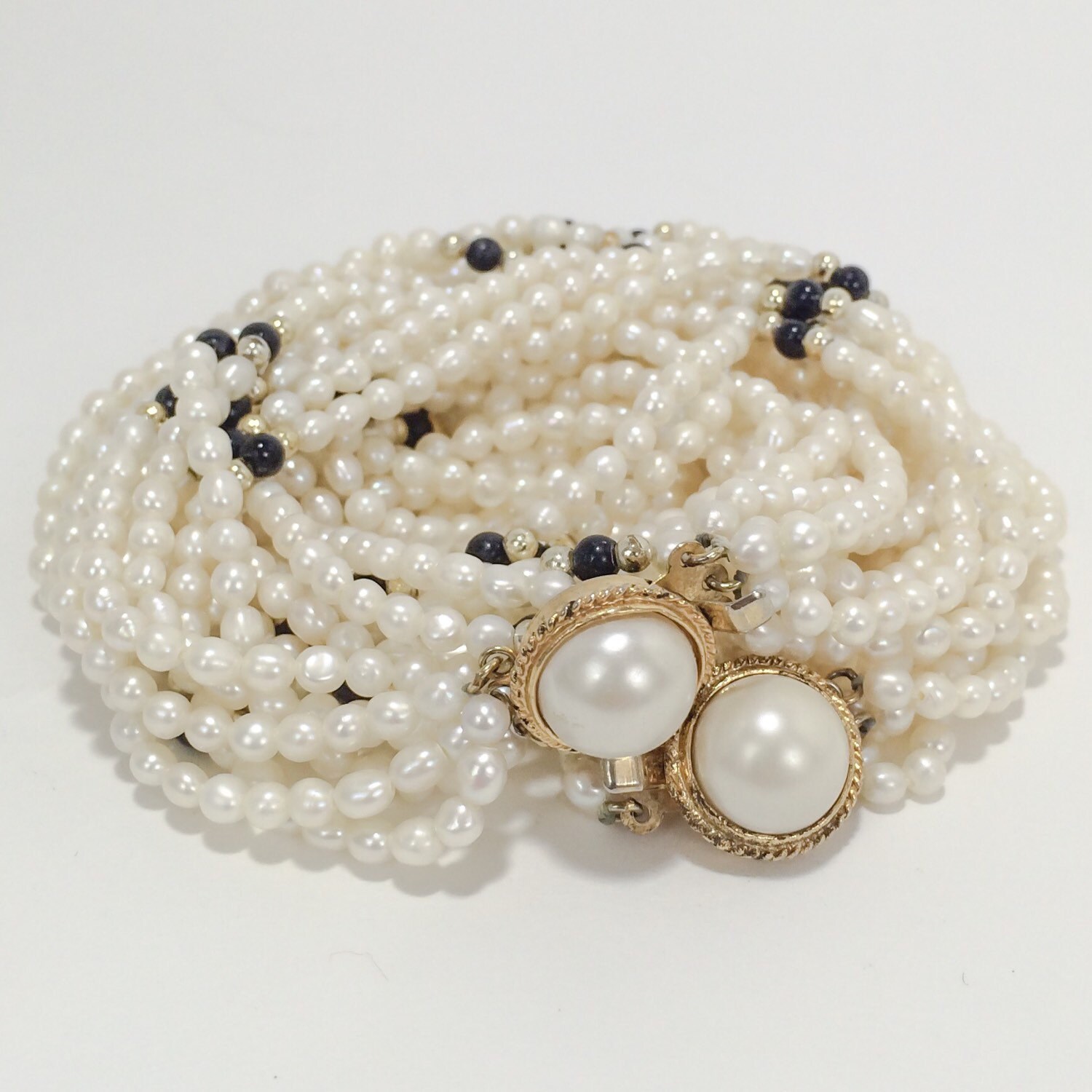 Vintage Ivory Freshwater Pearl Torsade Necklace & Bracelet Set. Round ...