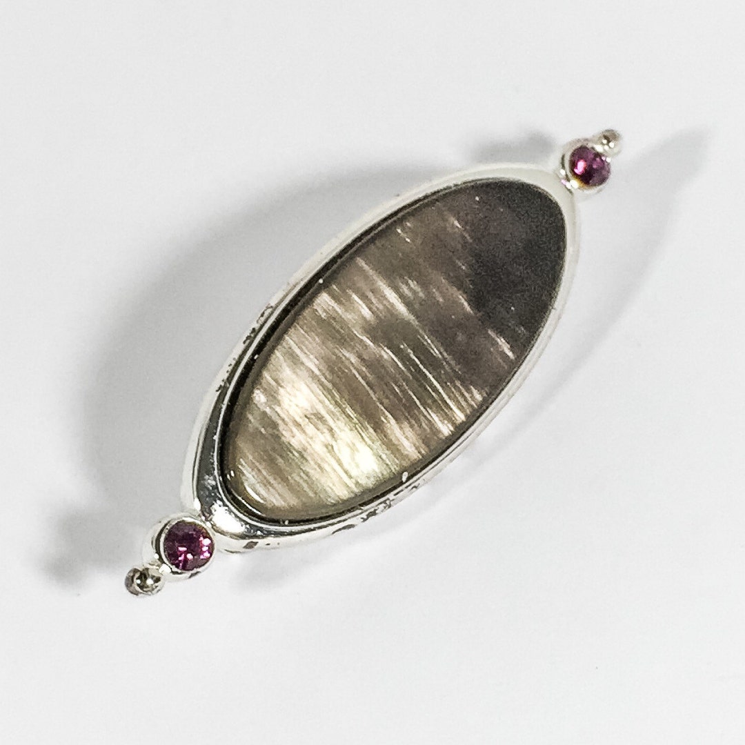 Vintage Signed MONET Oval Brooch Simulated Lucite Abalone, Amethyst ...