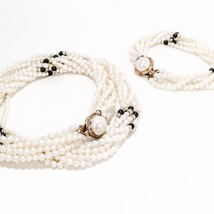 Vintage Ivory Freshwater Pearl Torsade Necklace & Bracelet Set. Round ...