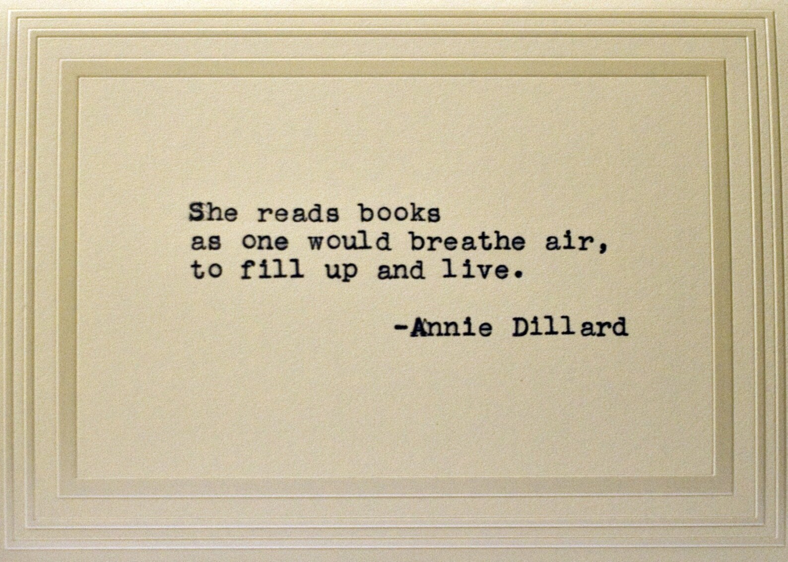 Typewritten Note Card, Blank Inside, 3.5 X 5, Book Lover Quote, Poetry ...