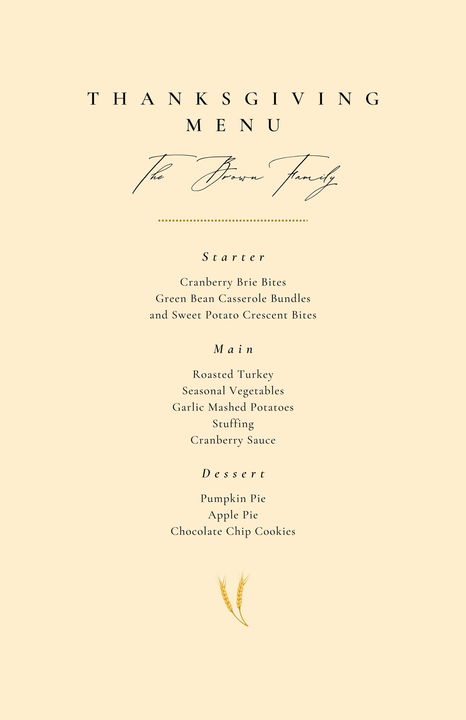 Printable Thanksgiving Menu Template Elegant Thanksgiving Dinner Menu ...