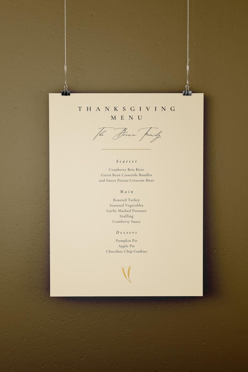 Printable Thanksgiving Menu Template Elegant Thanksgiving Dinner Menu ...