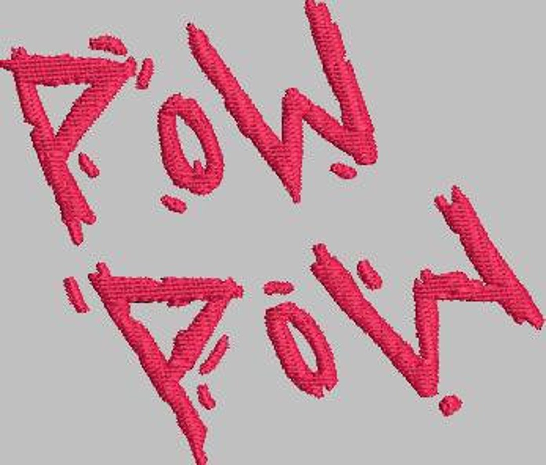 Pow Pow Embroidery Pattern Digital Instant Download Bold Anime Word ...