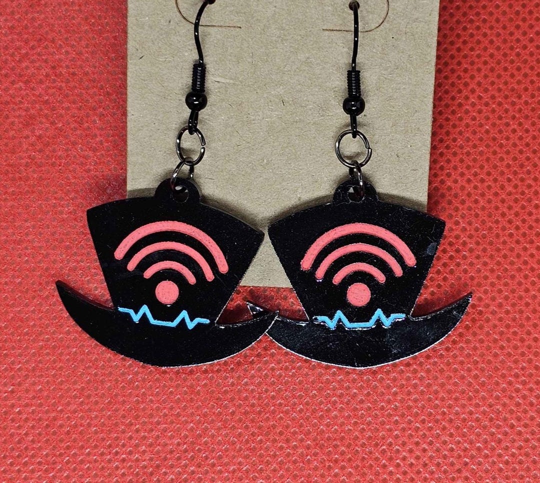 Vox Hazbin Hotel Vox Acrylic Earrings – Wifi Top Hat Dangles - Etsy