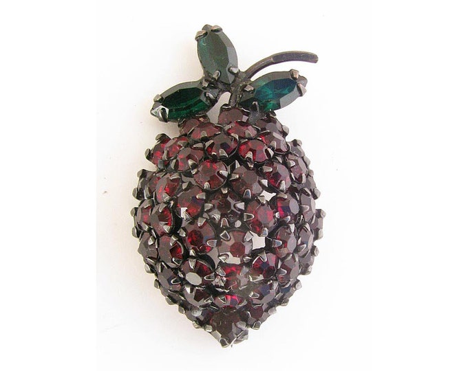 Vintage 1950s WARNER Strawberry Brooch Japanned Metal With Red ...