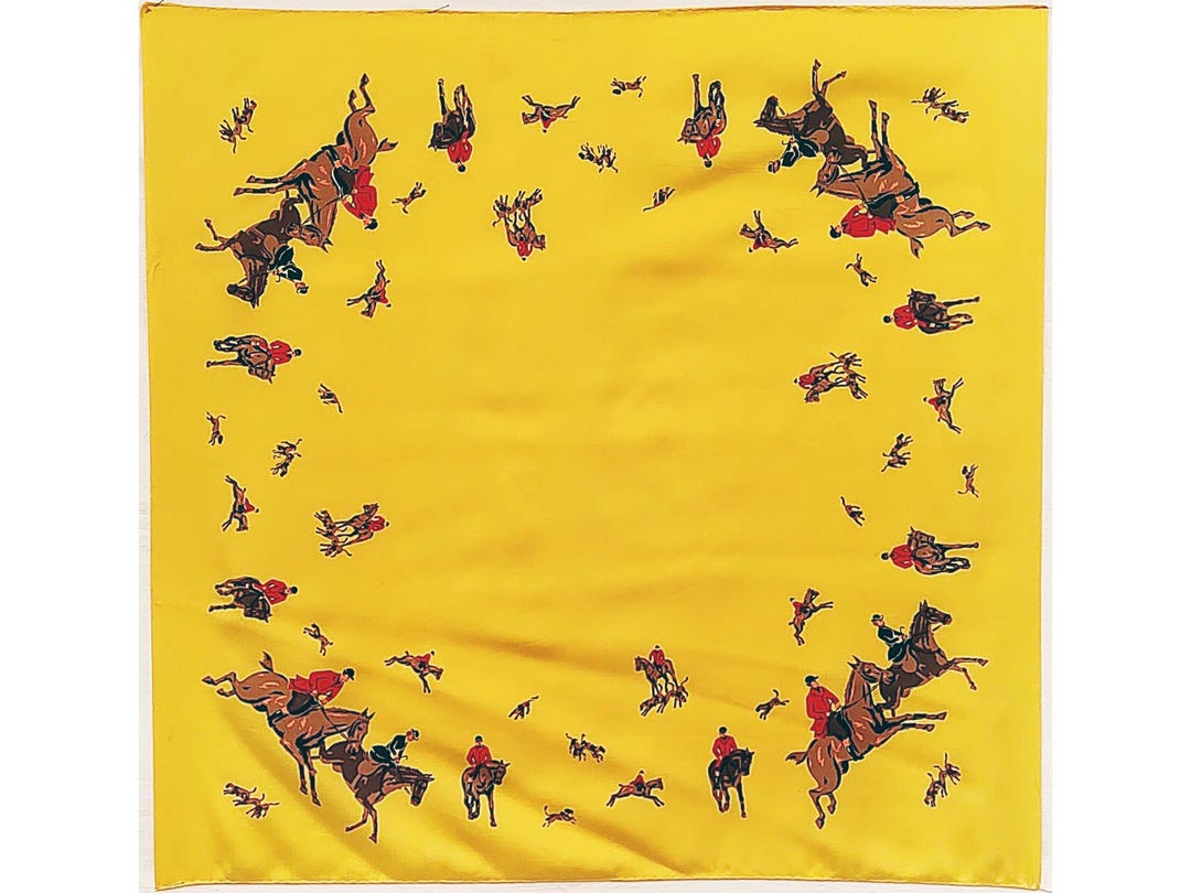 Vintage 1950s Silk Scarf Fox Hunt Print Horses Equestrian - Etsy