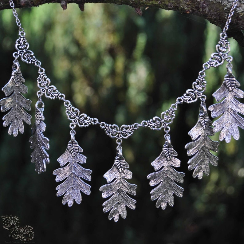 Collier feuilles chêne argent bijou elfique féerique païen - Etsy France