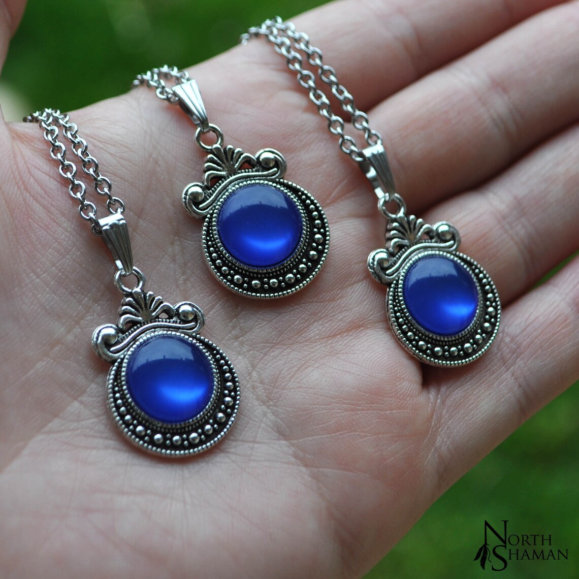 Collier argent pierre bleu roi bijou pendentif fantastique - Etsy France