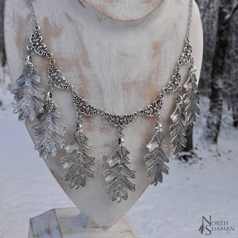Collier feuilles chêne argent bijou elfique féerique païen - Etsy France