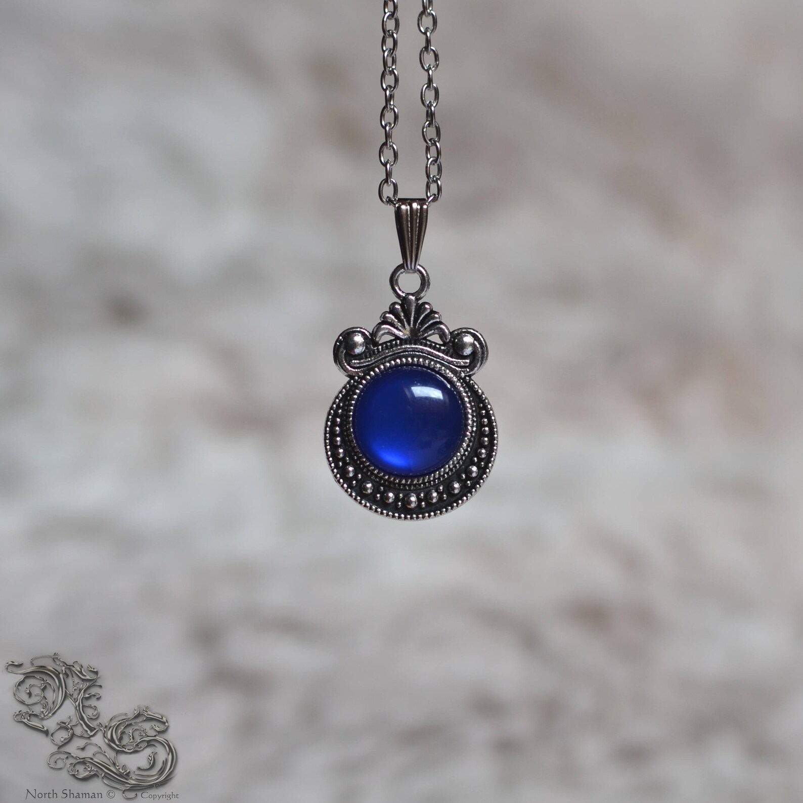 Collier argent pierre bleu roi bijou pendentif fantastique | Etsy