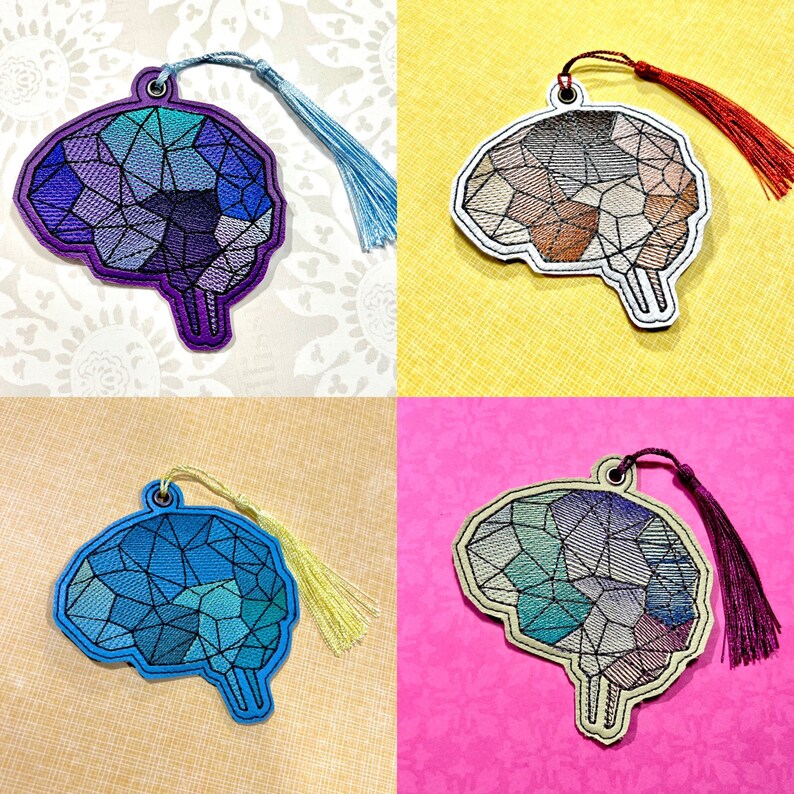 Geometric Brain Bookmark Multiple Colors for Neurodiversity | Etsy