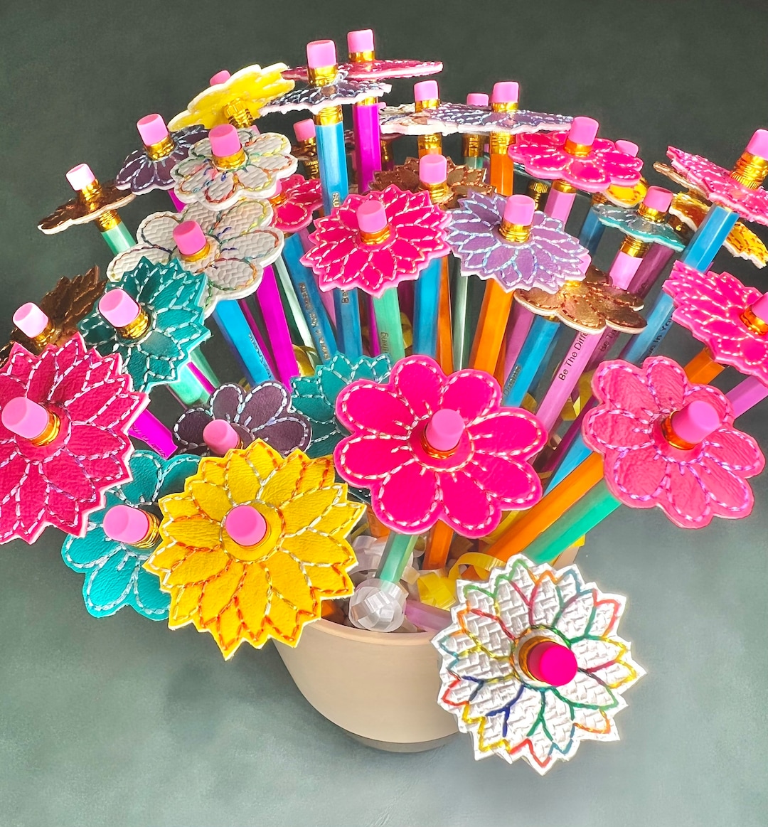 Flower Pencil Topper Gift Set for Teachers Gift Office Decor Cute ...
