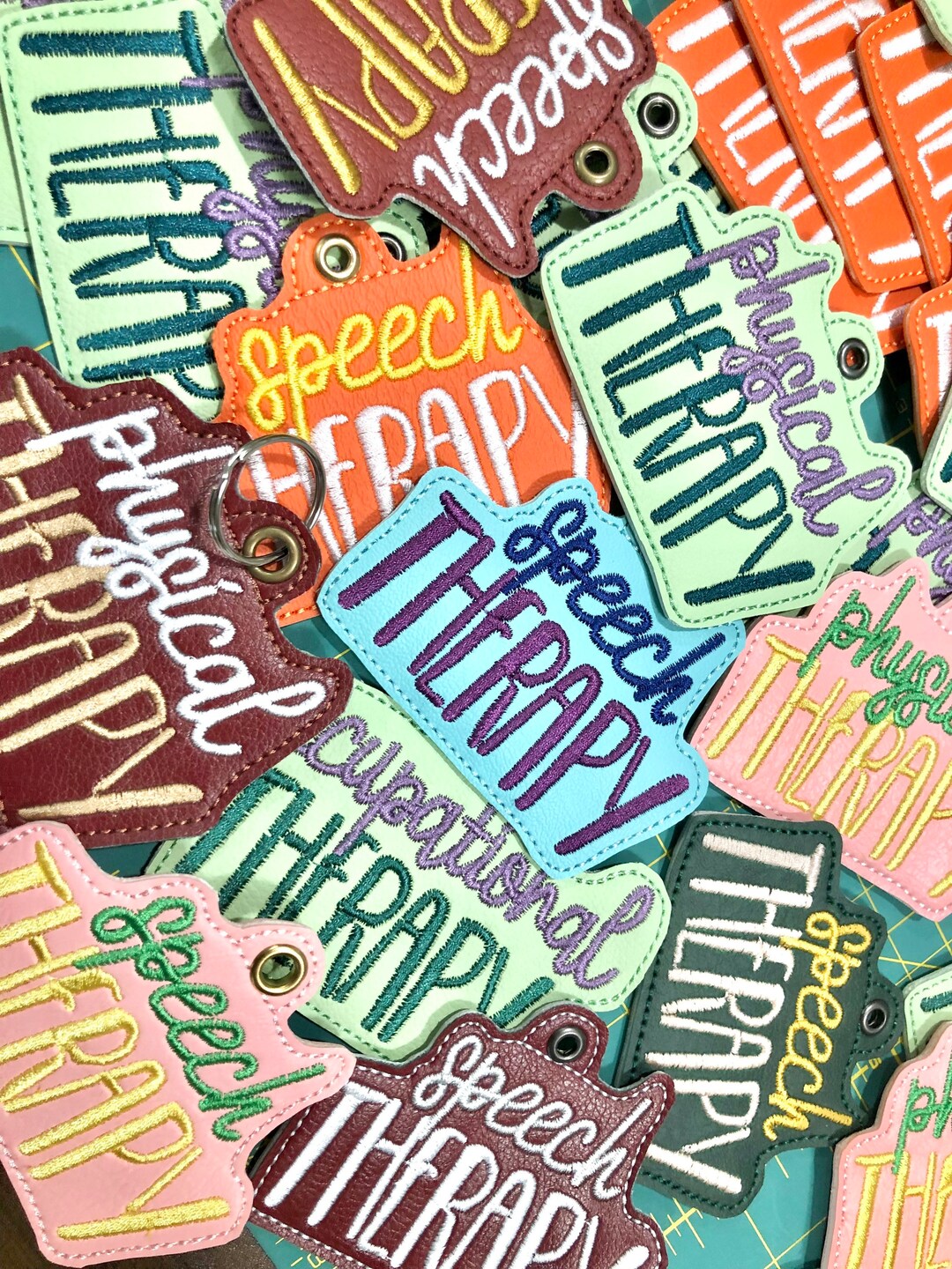Speech Occupational Physical Therapy Keychain - Vinyl Colorful SLP OT ...