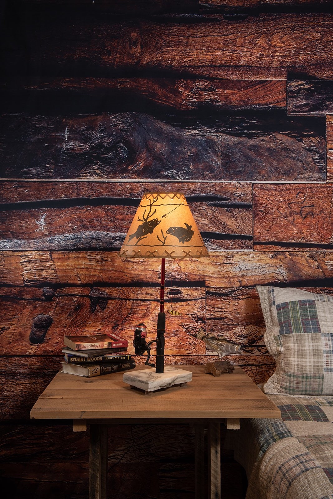 Fishing Lamp, Fish Lamp, Rustic Decorative Lamp, Rustic Nightstand Lamp ...