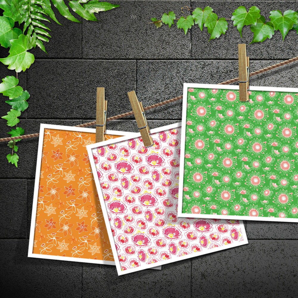 Flower / Floral Pattern Digital Paper, Pastel Colour, 12 Pages ...