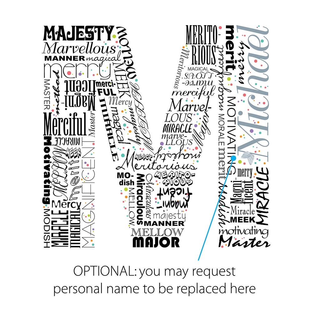 Positive Words Start With Letter M - Alphabet M, Monogram Letter ...