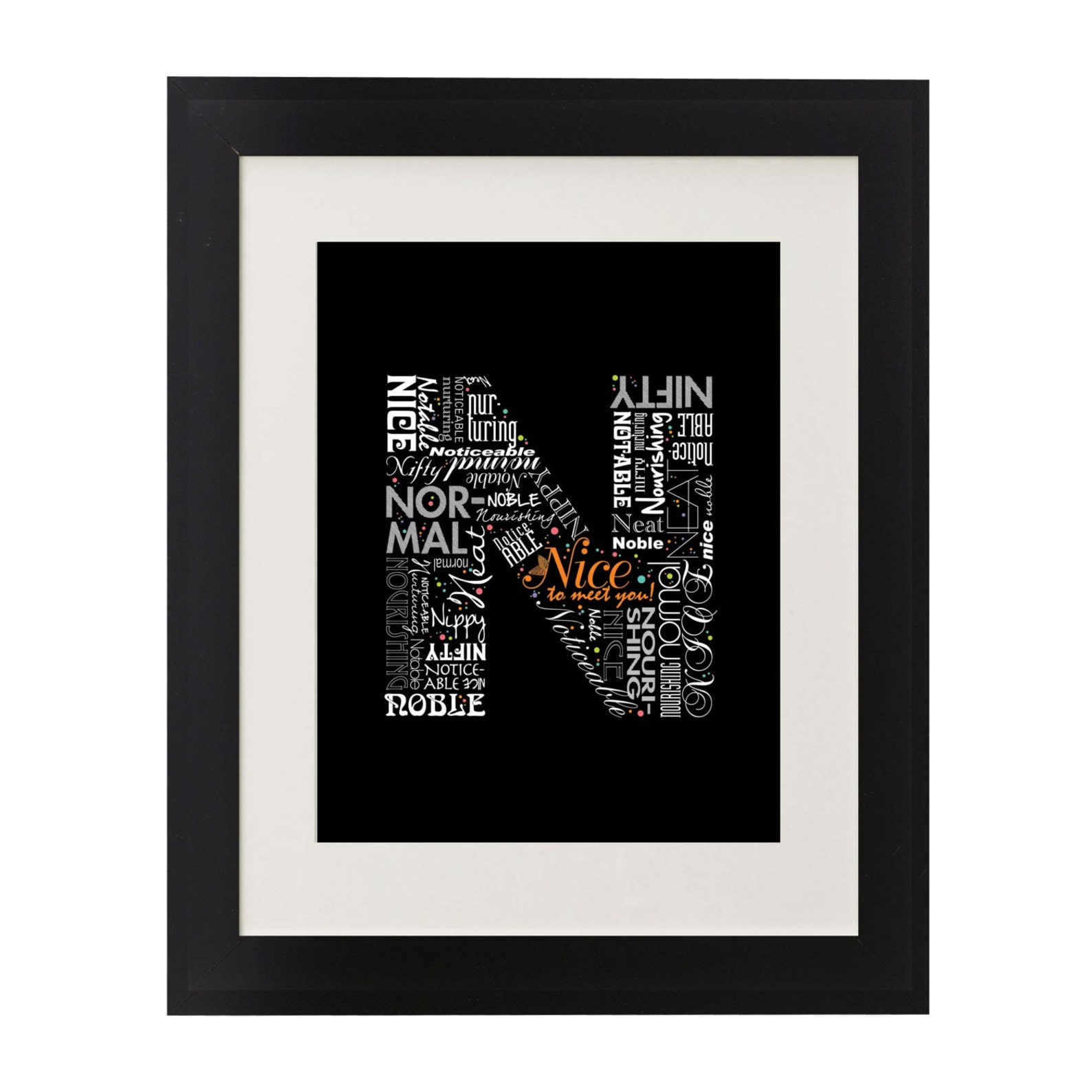 Positive Words Start With Letter N Alphabet N Monogram - Etsy