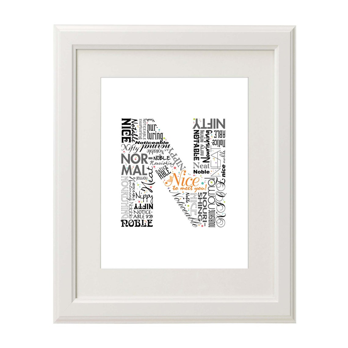 Positive Words Start With Letter N Alphabet N Monogram - Etsy